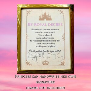 Printable Princess Party Favor Sign, Princess Goodie Bag Table Sign ...