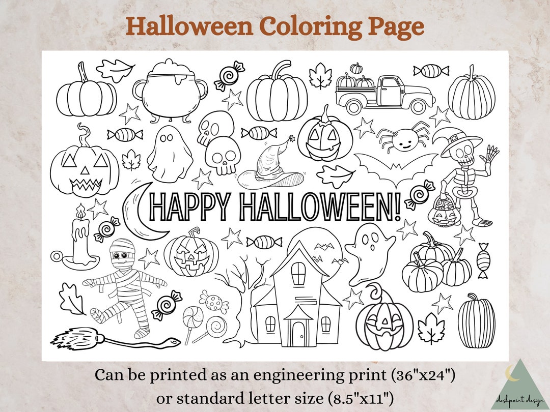 Giant Halloween Coloring Page, Halloween Coloring Poster, Halloween ...