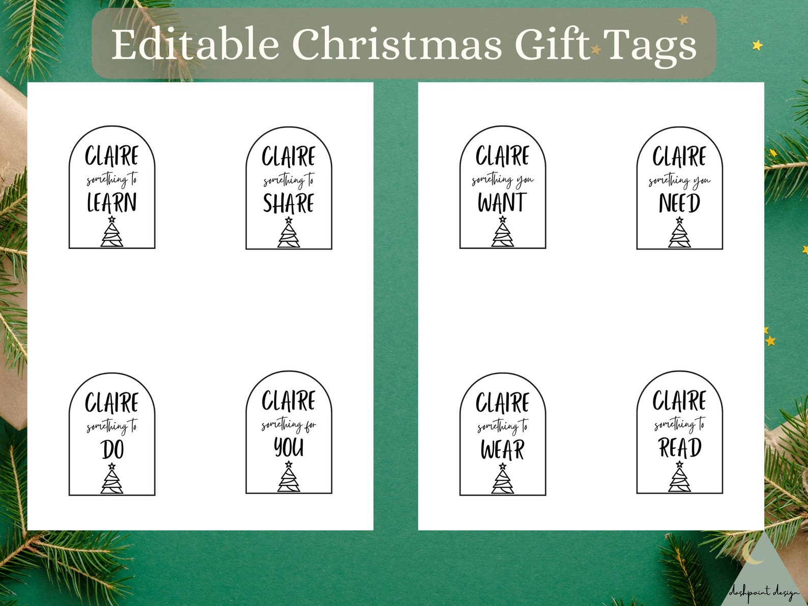 Editable Want, Need, Wear, Read Printable Christmas Gift Tags ...
