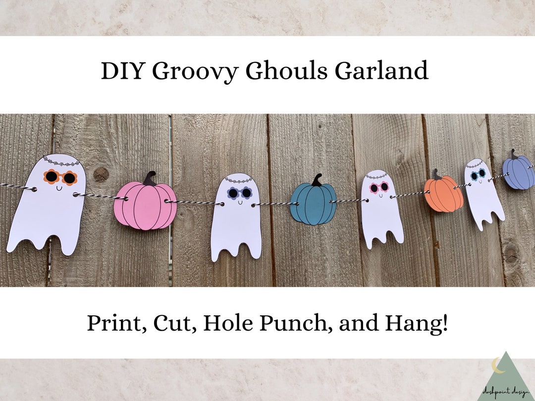 DIY Printable Groovy Ghoul and Pumpkin Garland, Girly Ghost and Pumpkin ...