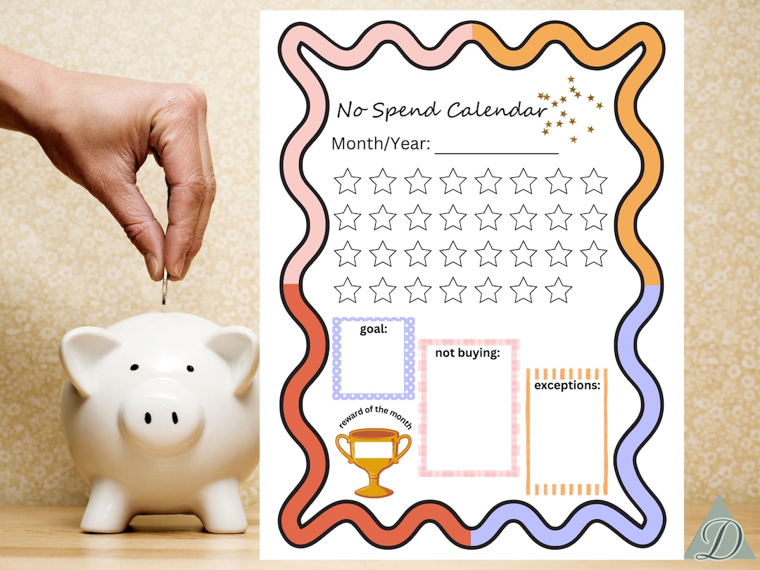 Printable No Spend Calendar, Budget Tracker, Savings Calendar, No Spend ...