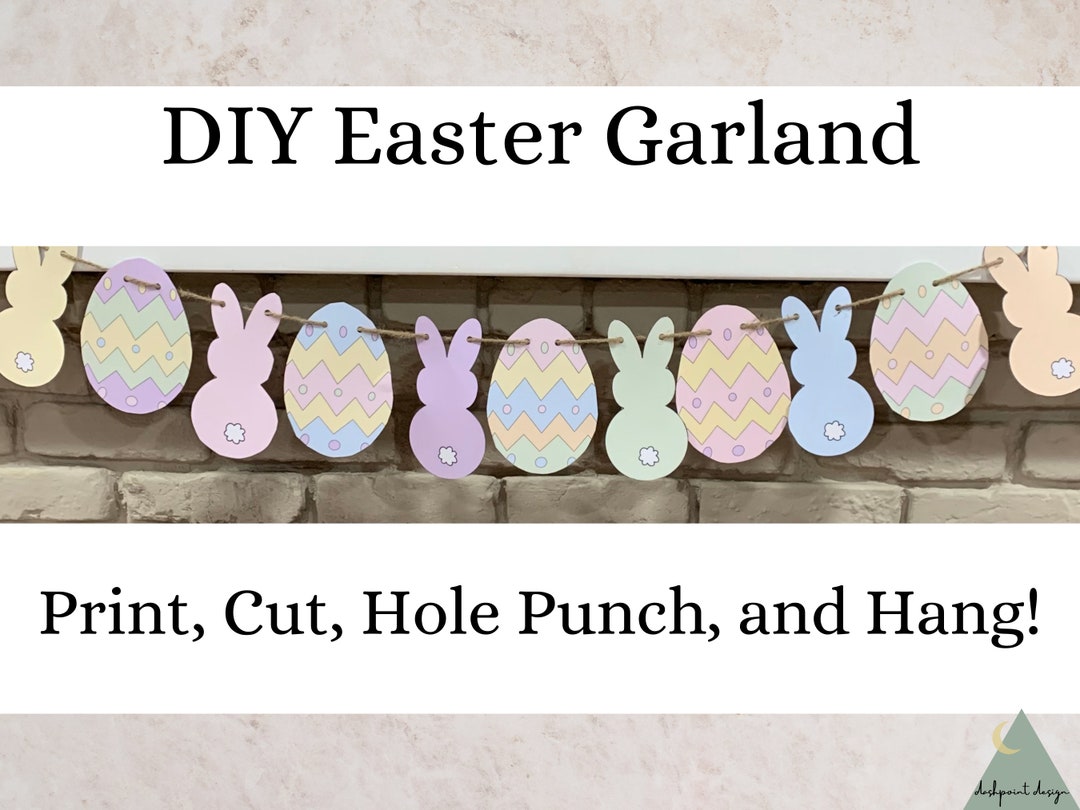 DIY Printable Easter Garland Pastel Bunny and Easter Egg - Etsy