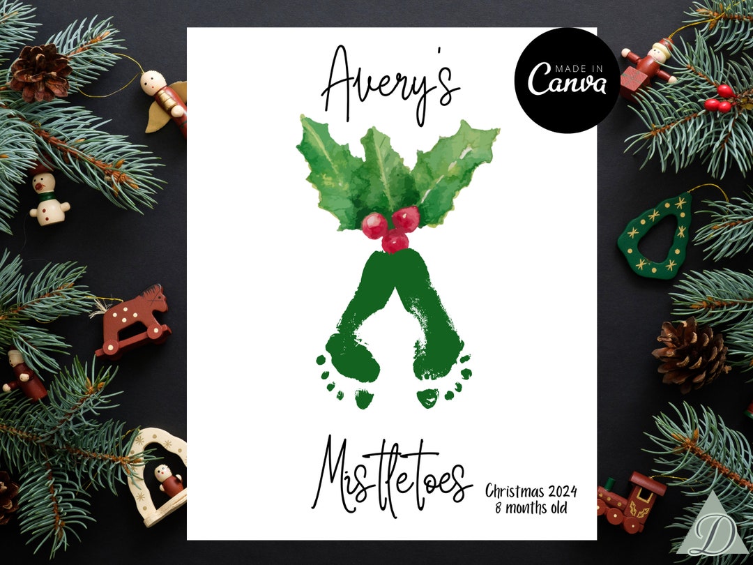 Editable Mistletoes Footprint Christmas Craft, Christmas Craft Memories ...