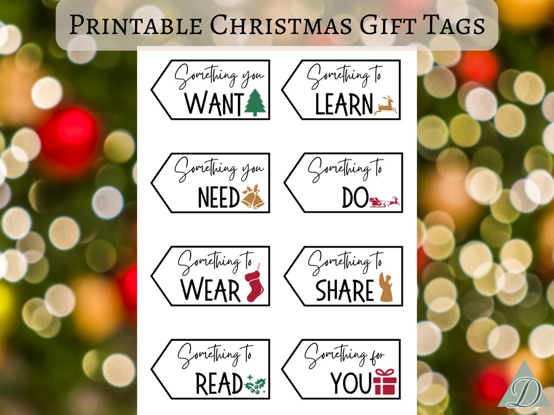 Want, Need, Wear, Read Printable Christmas Gift Tags, Christmas Present ...