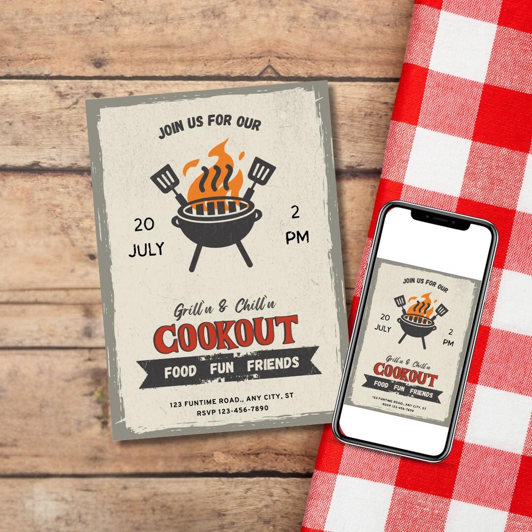 Cookout Invitation, Backyard Cook Out Invitation, Friends & Family ...