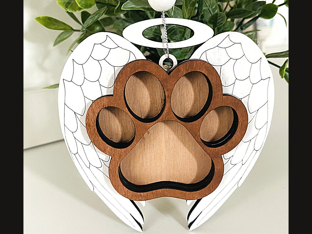 Cat Angel Wings Ornament Svg, Cat Sympathy Svg, Cat Paw Svg, Cat ...