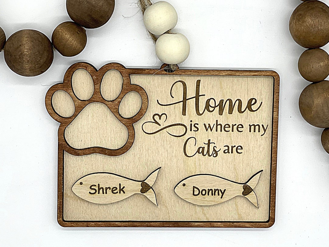 Personalize Cute Cat Name Ornament Svg, Cat Sign Svg, Cats Svg, Two ...