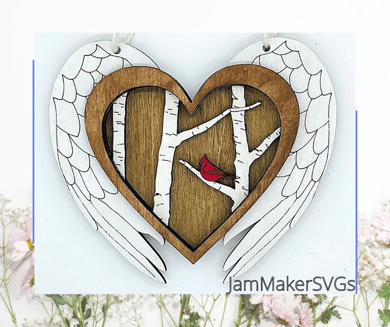 Cardinal Heart Angel Wings Svg Cardinal Memorial Svg - Etsy