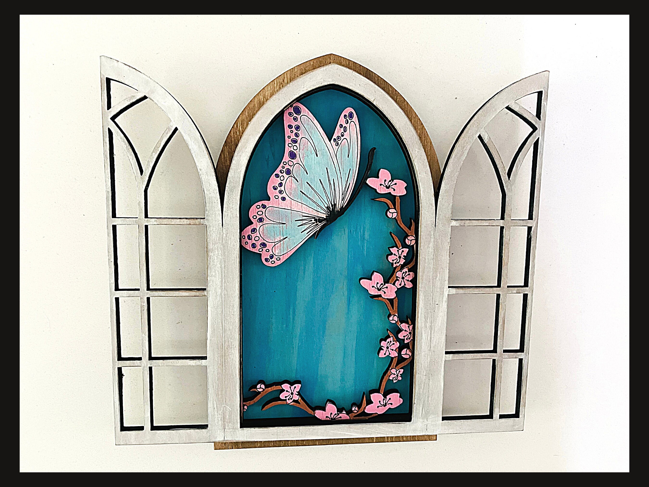 Butterfly Cherry Blossom Open Window Frame Sign Svg Butterfly - Etsy UK