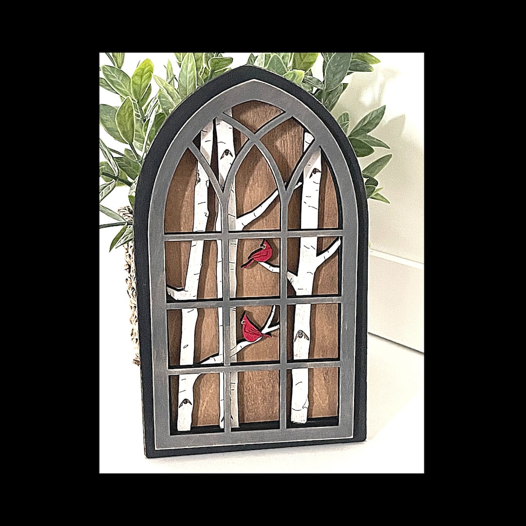 Two Cardinals Svg, Arch Window Cardinal Sign Svg, 2 Cardinals in Window ...