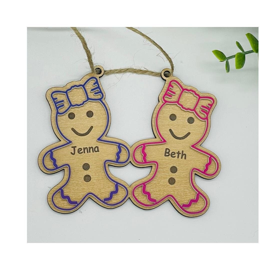 Two Girls Gingerbread Ornament Svg, Ginger Bread Svg, Christmas ...