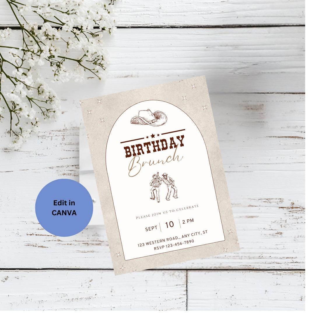 Western Birthday Bruch Invitation, Mothers Day Brunch, Fathers Day ...
