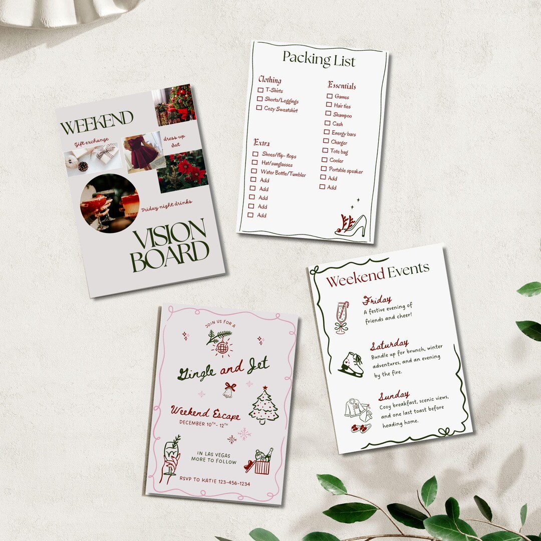Holiday Trip Itinerary, Weekend Getaway Digital Event Planner, Editable ...