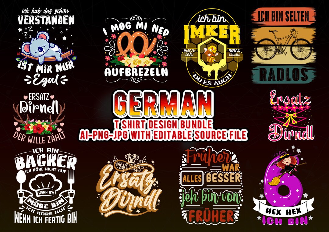 German sayings, Ai, PNG, German Sayings T Shirt & Mug Design Bundle ...