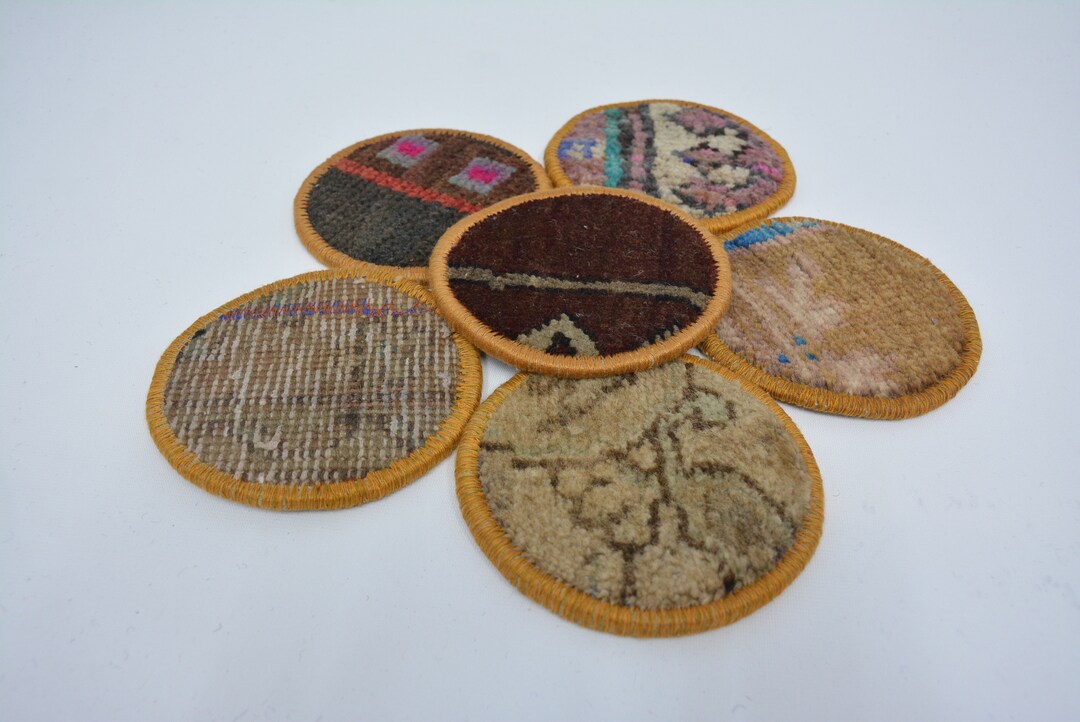 Coffee Cup Pad, Tea Pad, Set of Six, Brown Pad, Rug Pad, Circle Pad ...