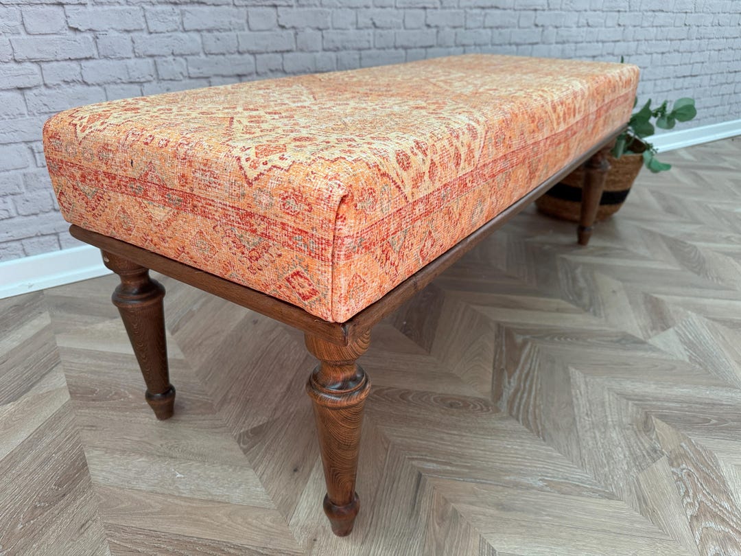 Yellow Bench, Orange Bench, Home Decor, Turkish Rug Bench, Sitting ...