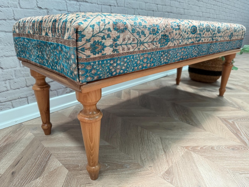Bench, Floral Furniture, Blue Bench, Modern Bench, Home Decor, Hallway ...