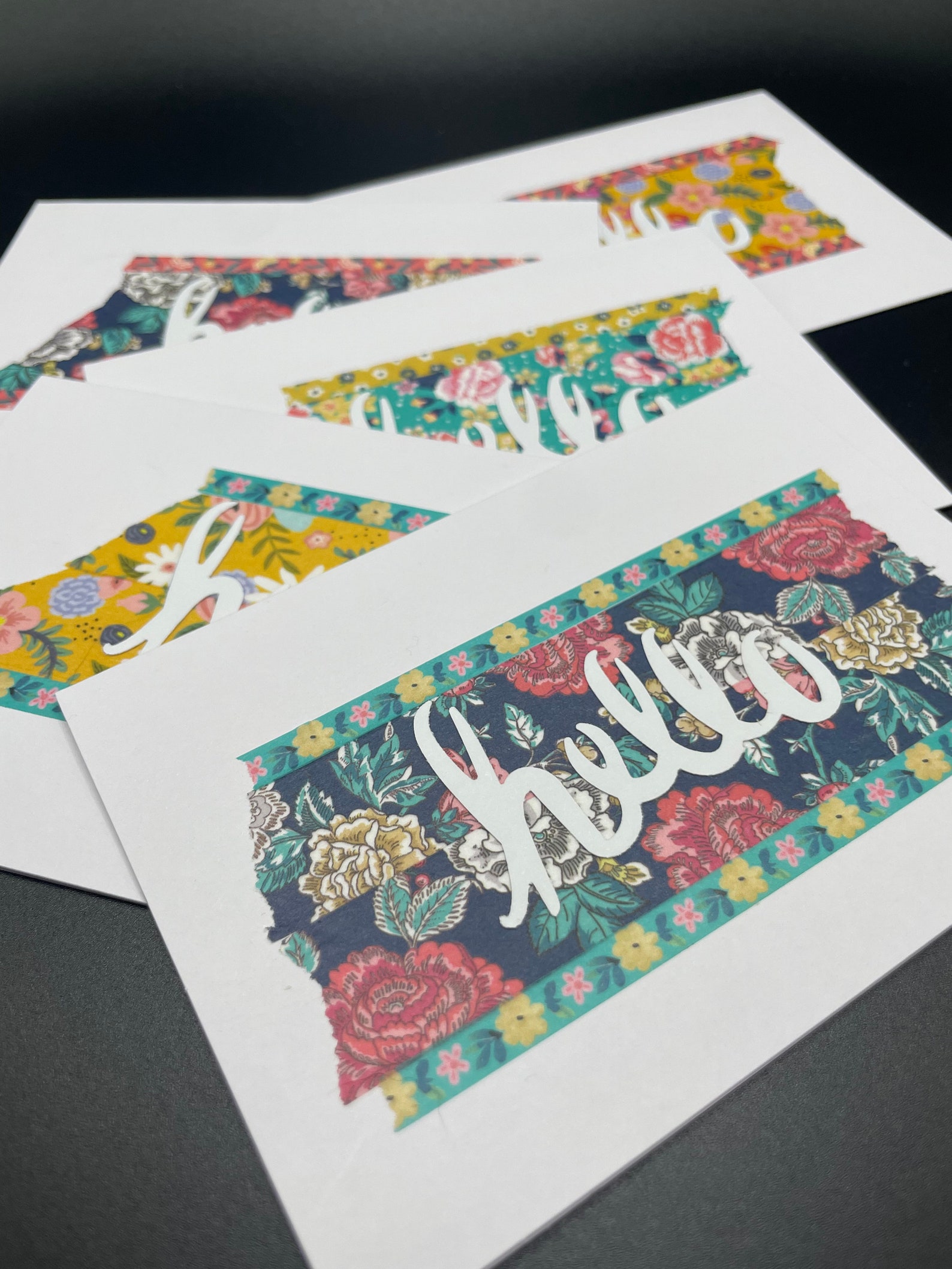 Pack of 5 Handmade 4x6 Greeting Cards Blank Note Cards Washi Tape ...