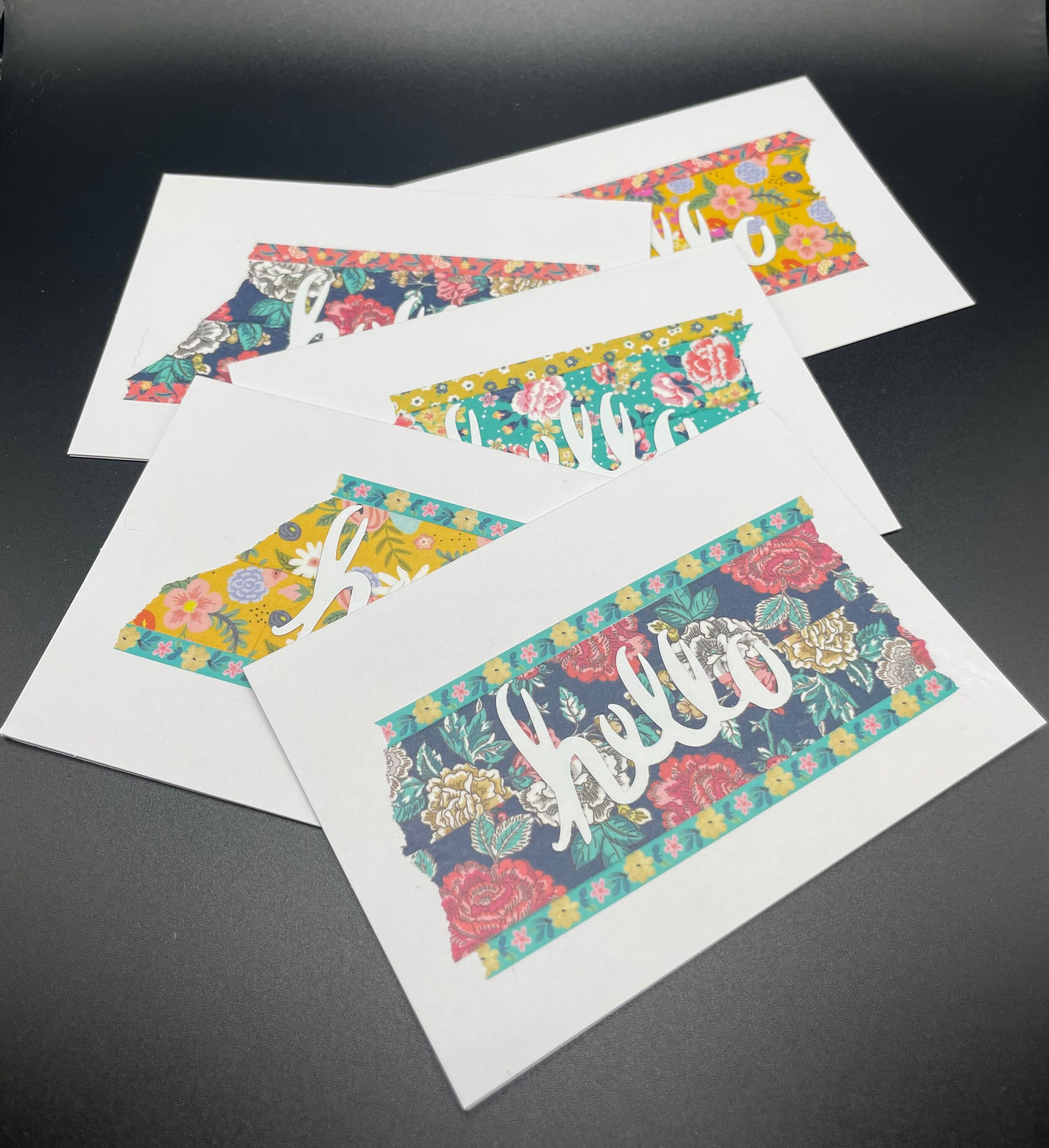 Pack of 5 Handmade 4x6 Greeting Cards Blank Note Cards Washi Tape ...