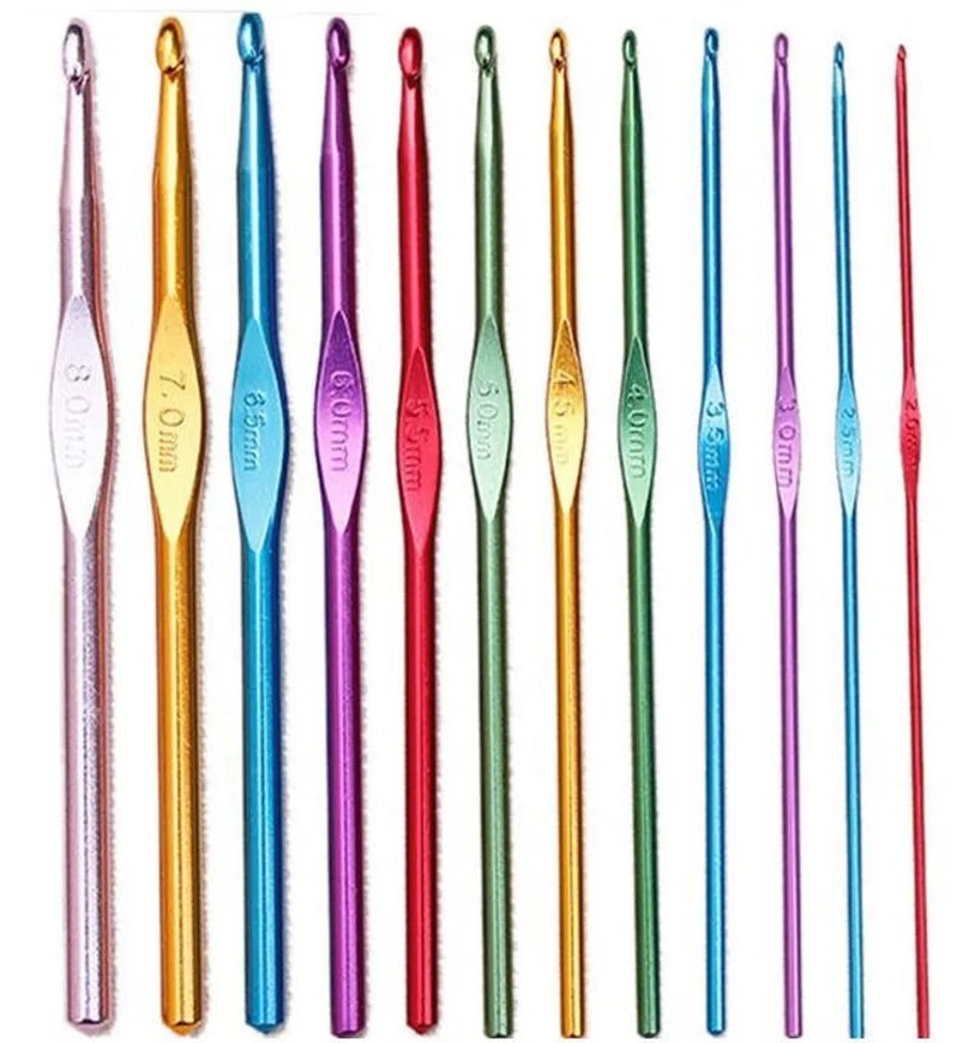 12 Colorful Crochet Hook Needles Alumina Yarn Crochet Hook Set F - Etsy