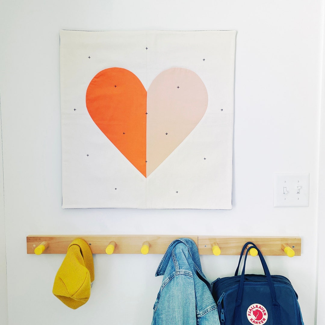 Colorblock Heart in Pink - Wall Quilt - Etsy