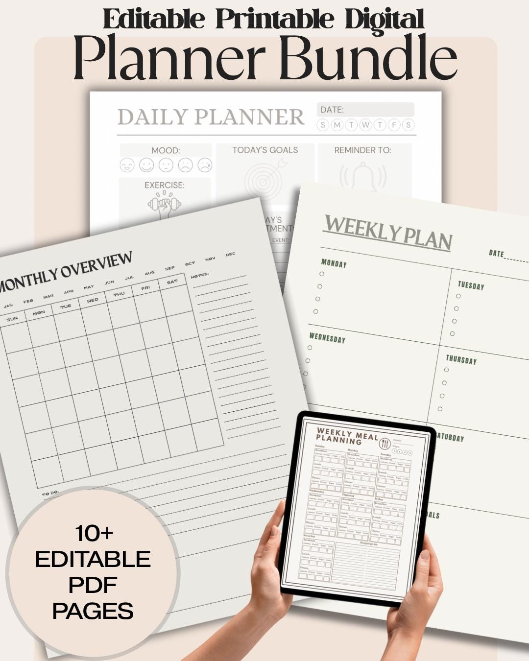 Editable Family Planner: Minimalist Organizer for Busy Moms (PDF ...