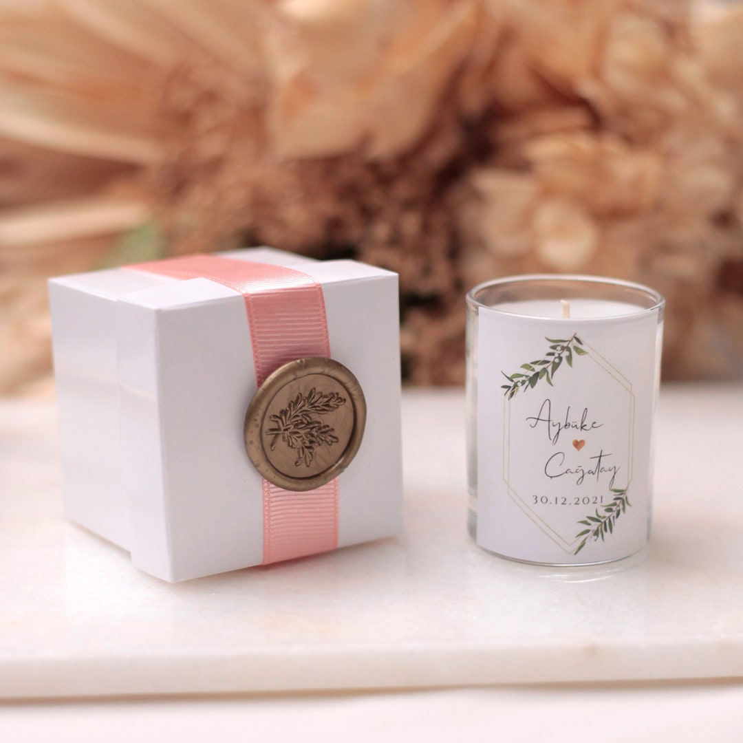 Personalized Name Candle With Stamp Box, Wedding Favors Boxes, Wedding ...