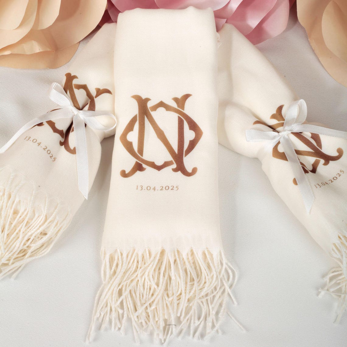 Personalized Monogram Wedding Shawl: Bridal Shower Pashmina Gift - Etsy