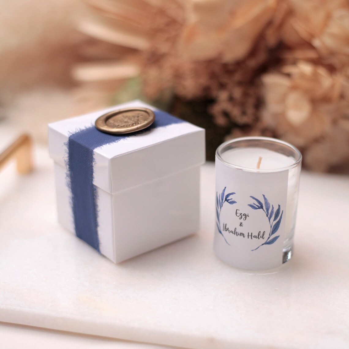 Custom Name Candle With Stamp Box Wedding Special Candle | Etsy