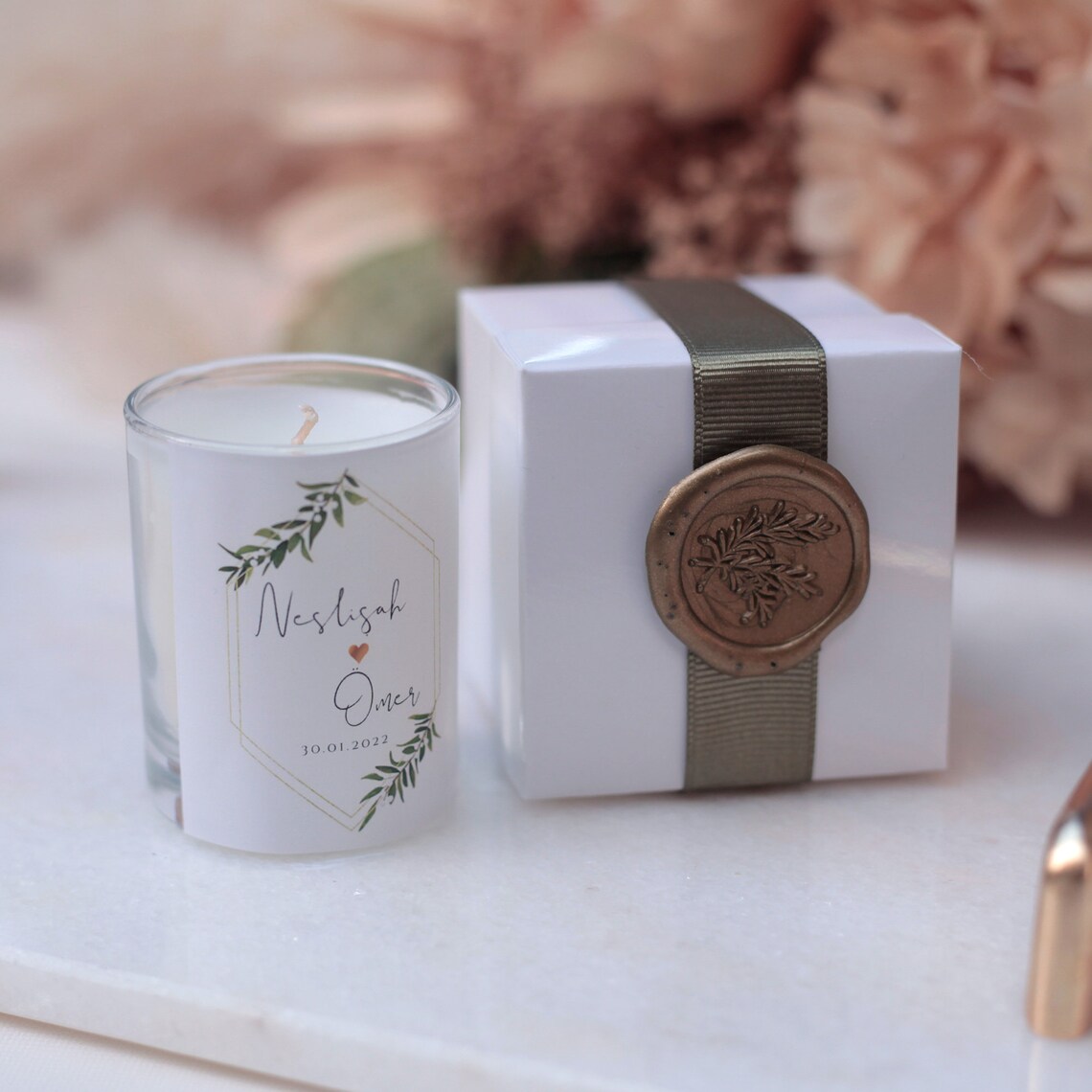 Custom Name Candle With Stamp Box Wedding Special Candle | Etsy