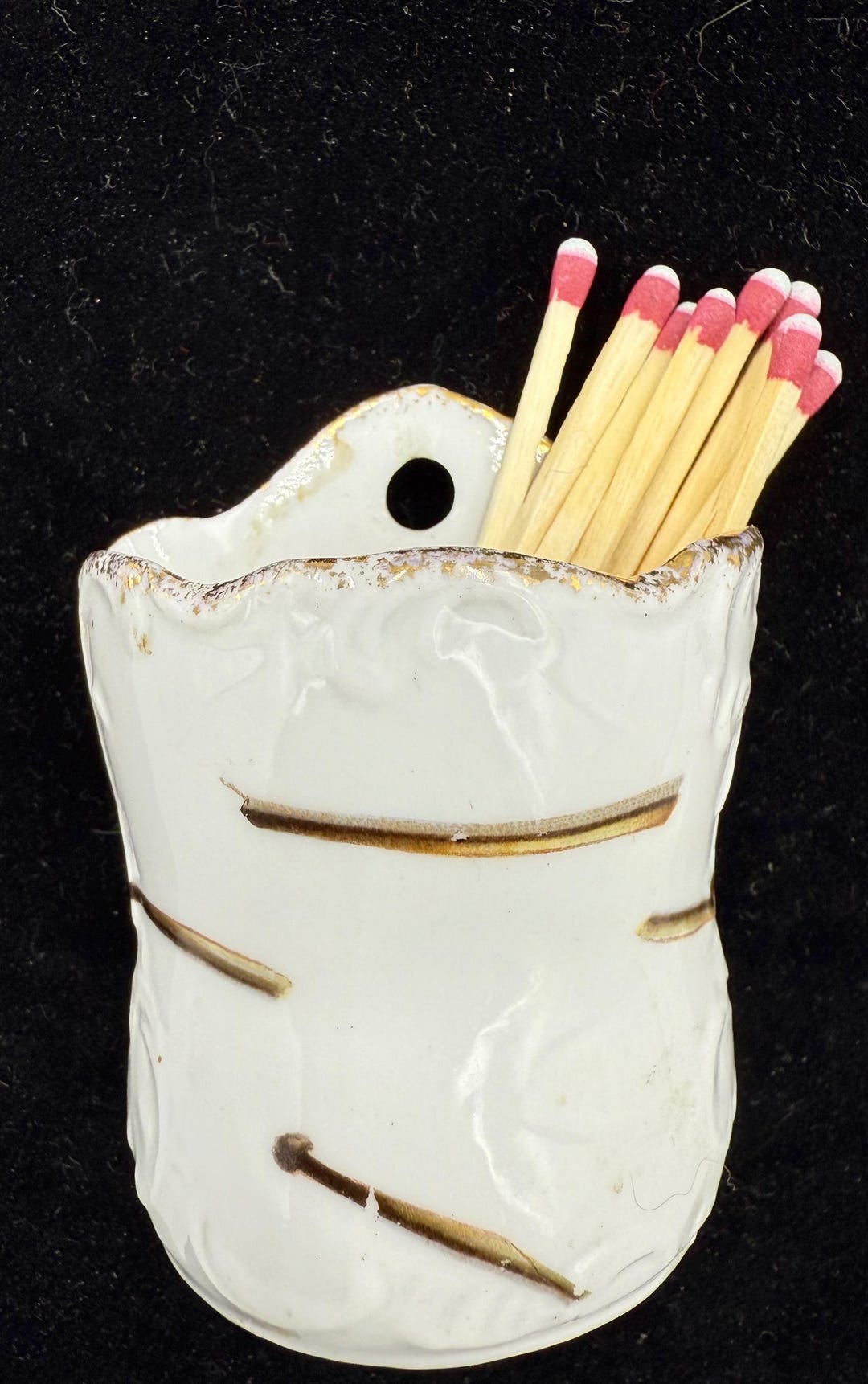 Antique Porcelain Match Holder – Gold Trimmed, Decorative Match Safe - Etsy