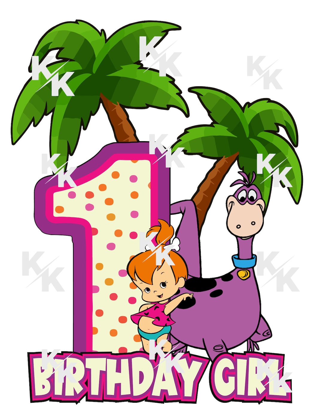 Pebbles and Dino First Birthday, Instant Download, Sublimation Pdf - Etsy