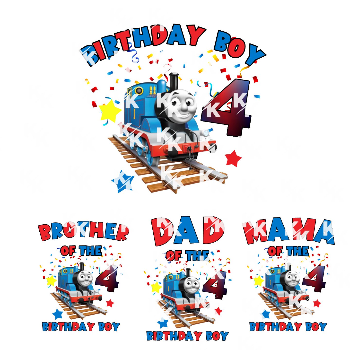 Thomas the Train 4th Birthday, Mama, Dad and Brother Included Digital ...