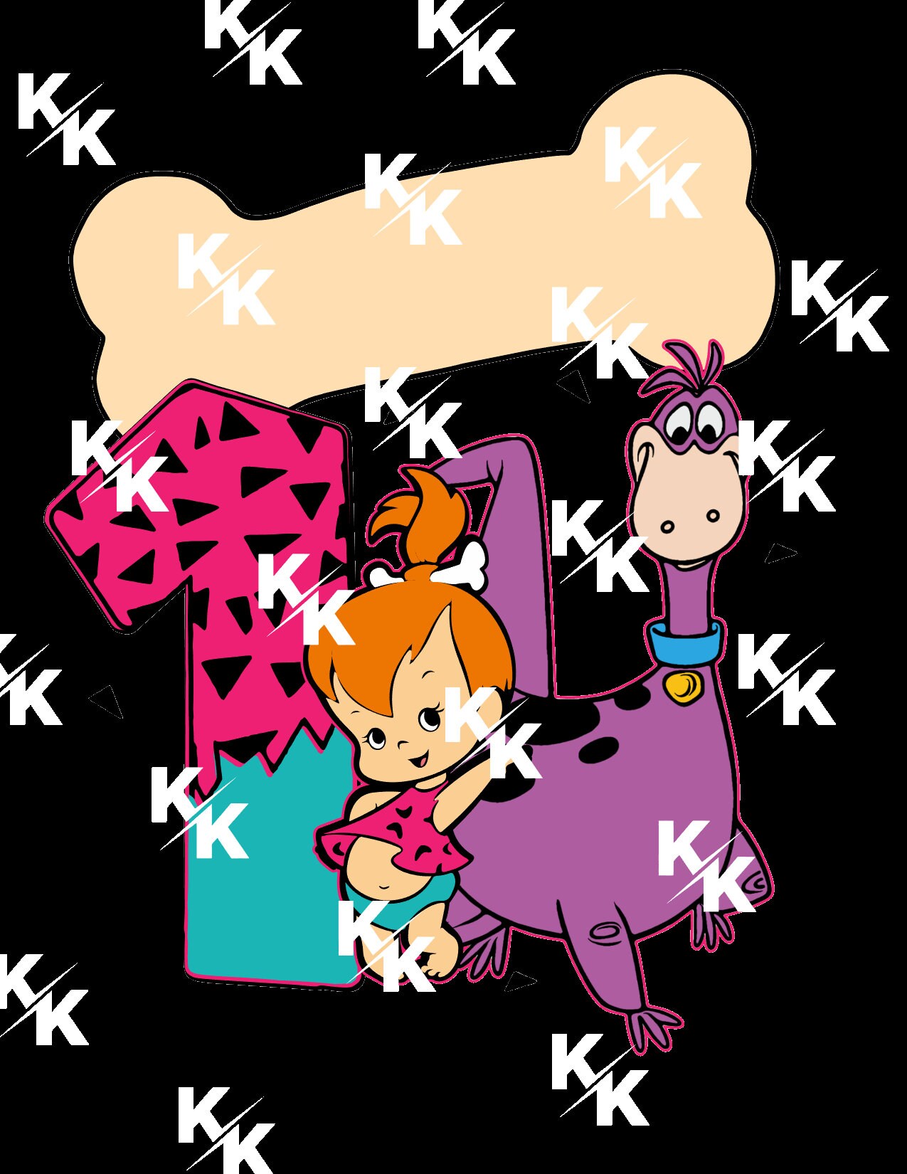 Pebbles and Dino 1st Birthday No Words Pink Digital Download Png - Etsy