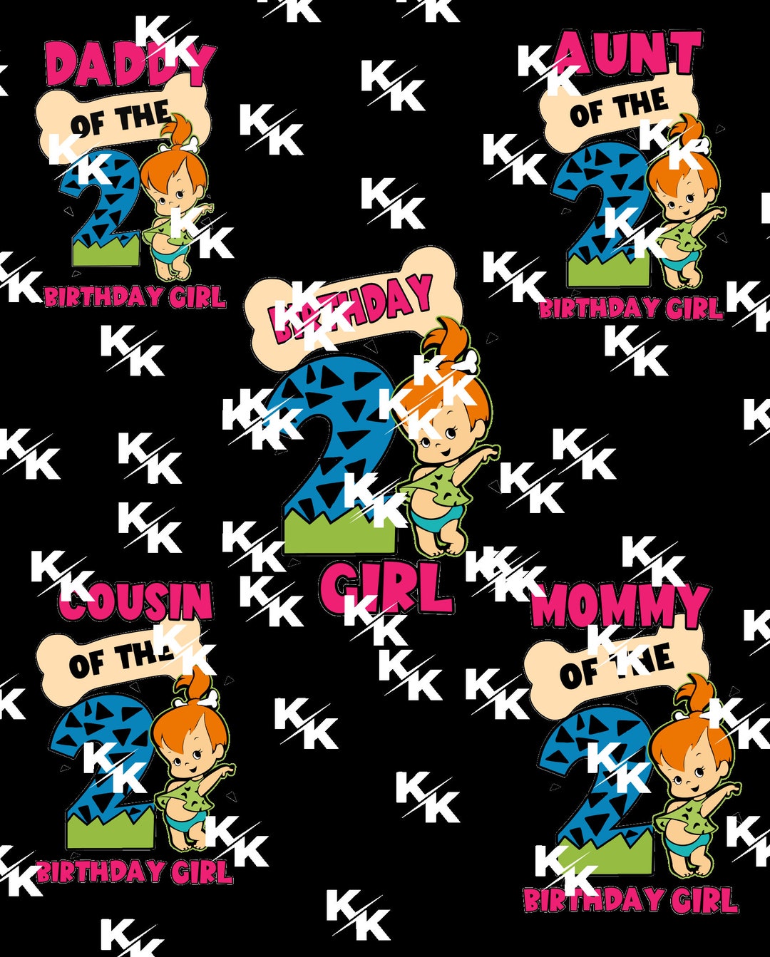 Pebbles 2nd Birthday Digital Download Includes Birthday Girl Mom Dad ...