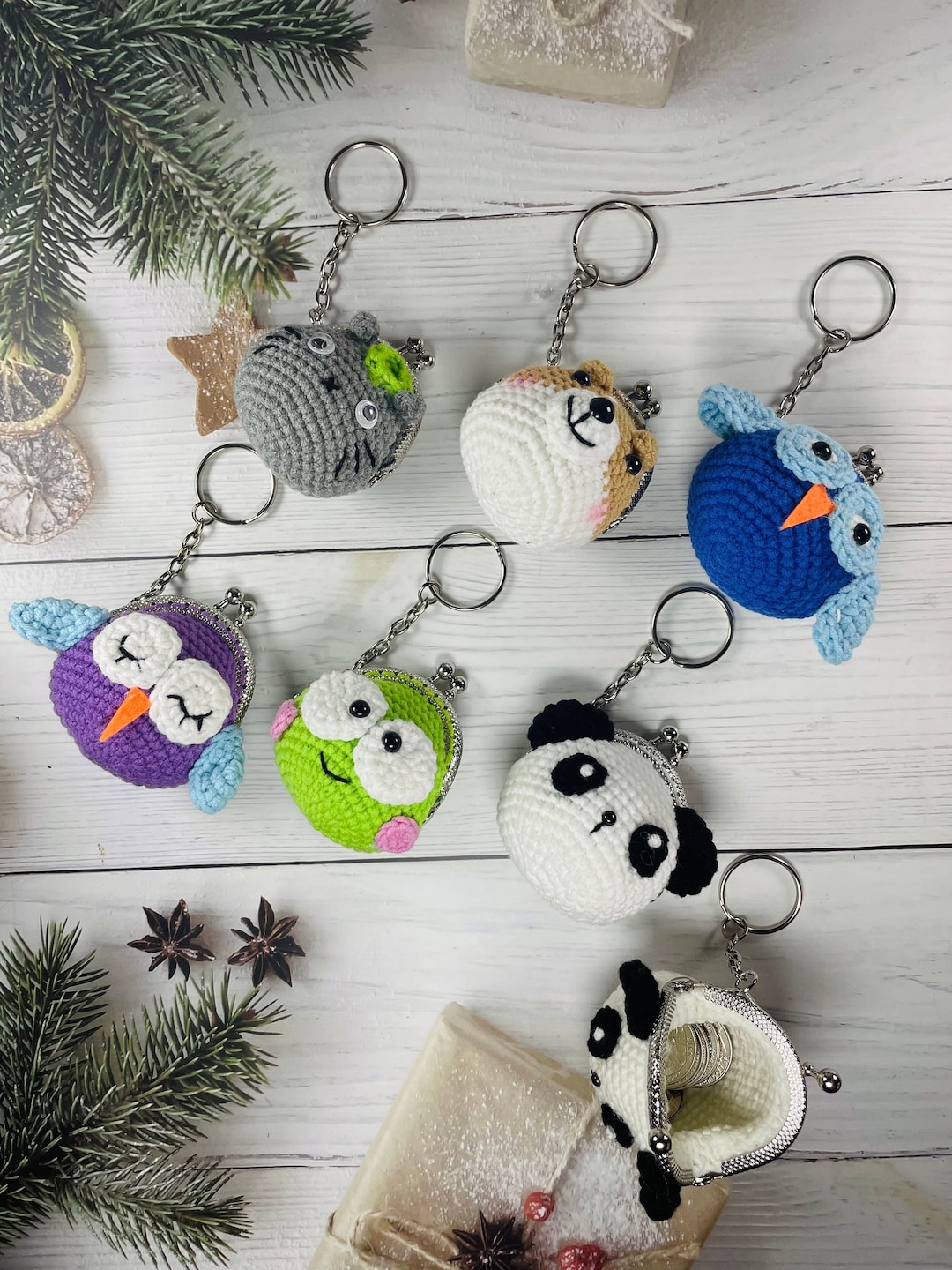 Animals Crochet Coin Purse, FINISHED, NOT Pattern, Knitted Dog/panda ...