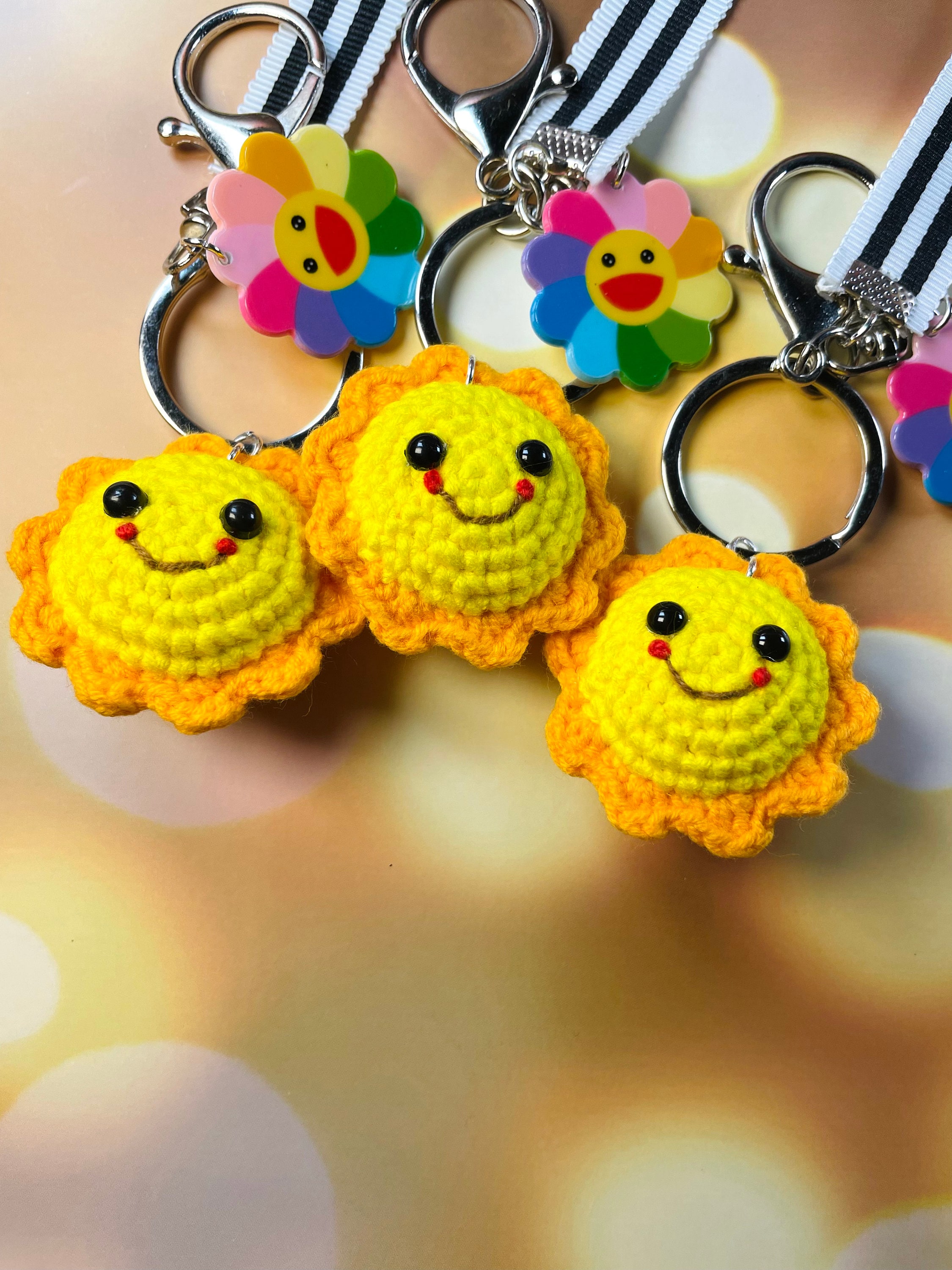 Sun/moon/star Crochet Keychain, FINISHED, NOT Pattern, Knitted Key ...