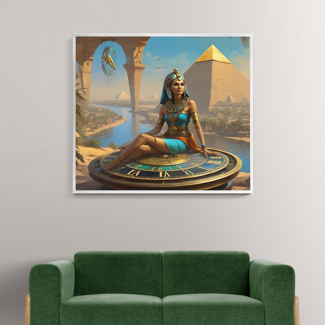 Egyptian , Pyramids, Wall Art, Nile River, Pharaoh, Vintage, Clock ...