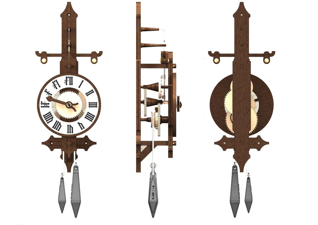 Wooden Mechanical Clock With Many Layers and Gears Design DXF Files - Etsy