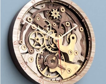 Wooden Clock With Many Layers and Gears Laser Cut and CNC PDF Files ...