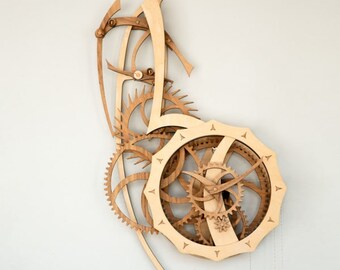 Wooden Clock With Gears Laser Cut Files Many Layers Clock Design - Etsy UK