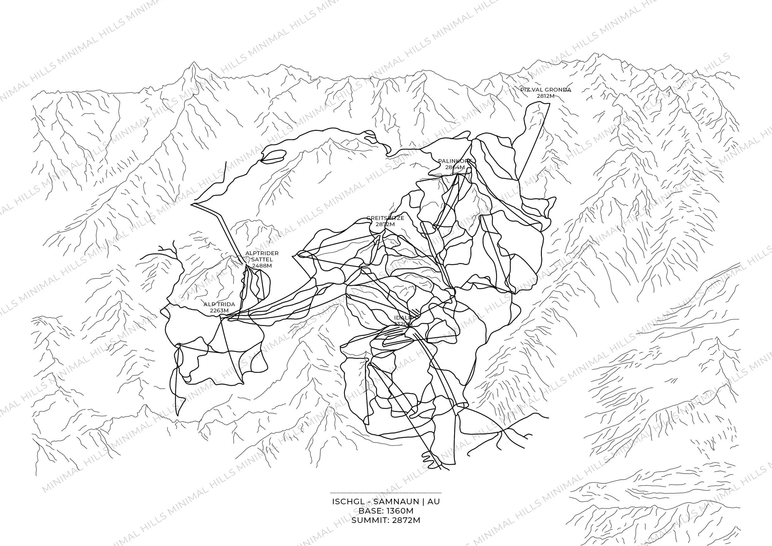 Ski Area, Ski Map, Piste Map Ischgl, Ski Map, Skiing, Ski Vacation, Map ...