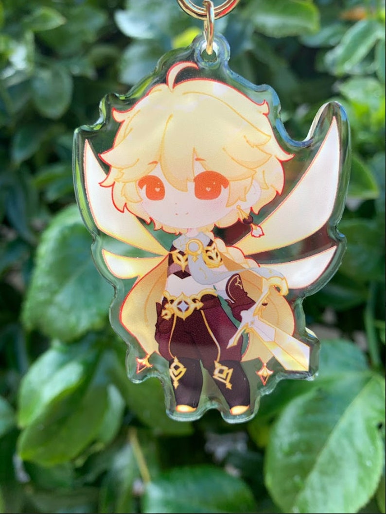 Genshin Impact (3 Inch Clear Epoxy) Acrylic Keychain / Charm Traveler ...