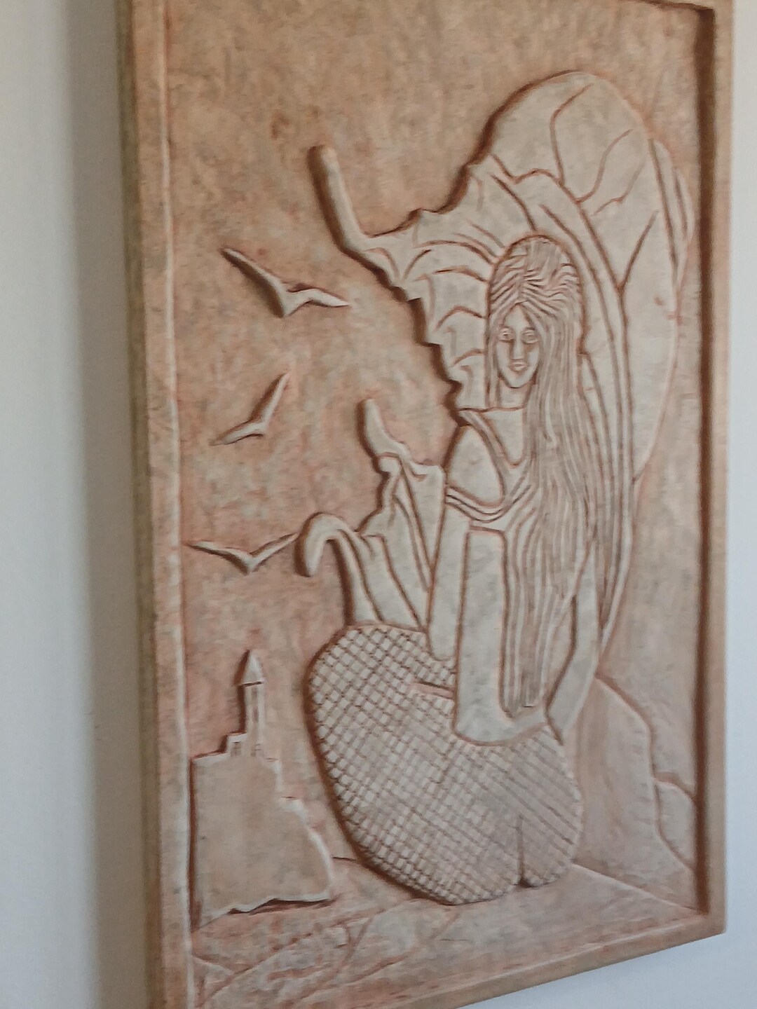 Mermaid Stone Carved Wall Plaques .stone Sclupture,wall Decor,plaques ...