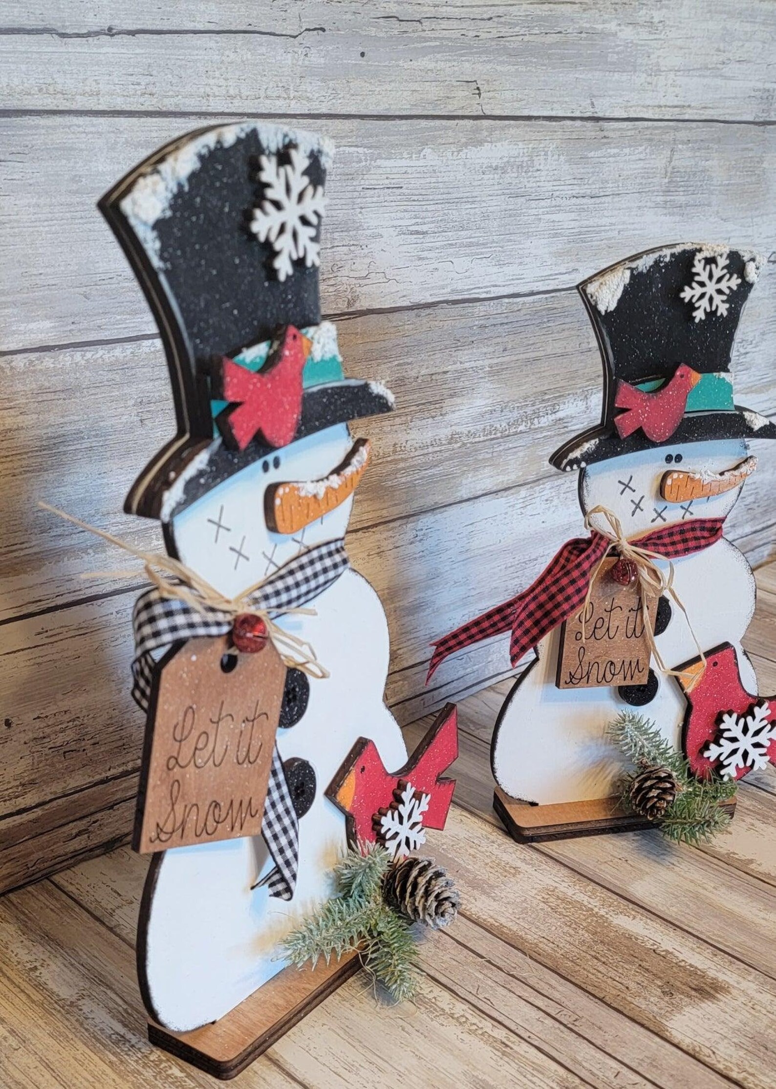 Standing Snowmen With Birds Christmas Decor - Etsy