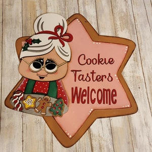 Mrs Claus Cookie Tasters Welcome Christmas Front Door Hanger SVG Laser ...