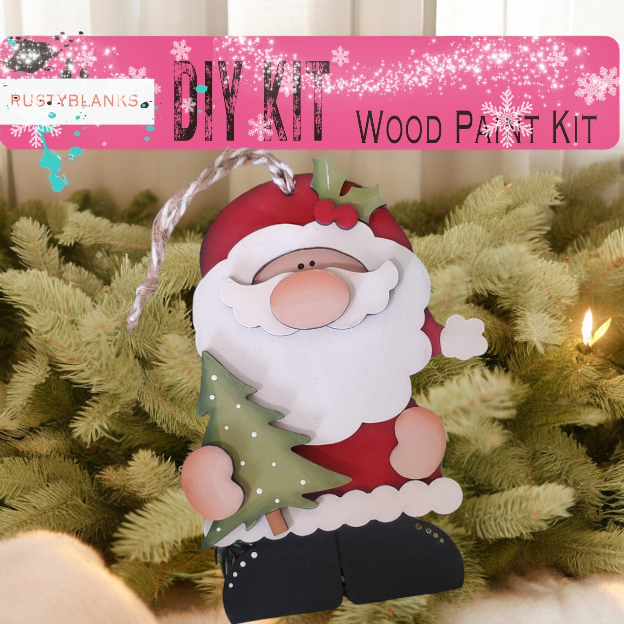 Christmas Tree Santa Ornament, Kids Craft Kit, DIY Wood Blanks - Etsy