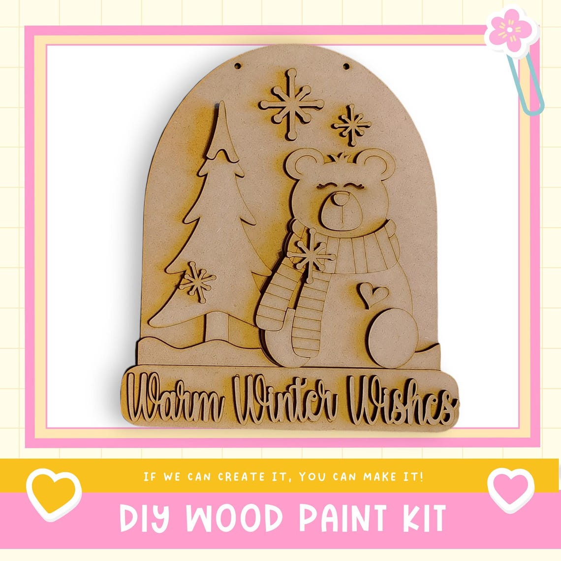 Winter Polar Bear Door Hanger Kit, Wood Craft DIY - Etsy