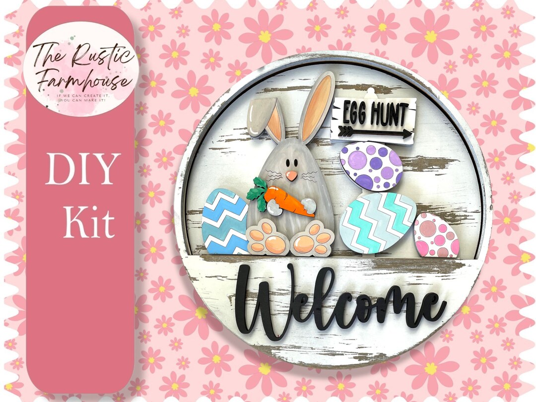 Easter Bunny Egg Insert for Welcome Sign, DIY Door Decor, 11 Inch Door Hanger, DIY ...