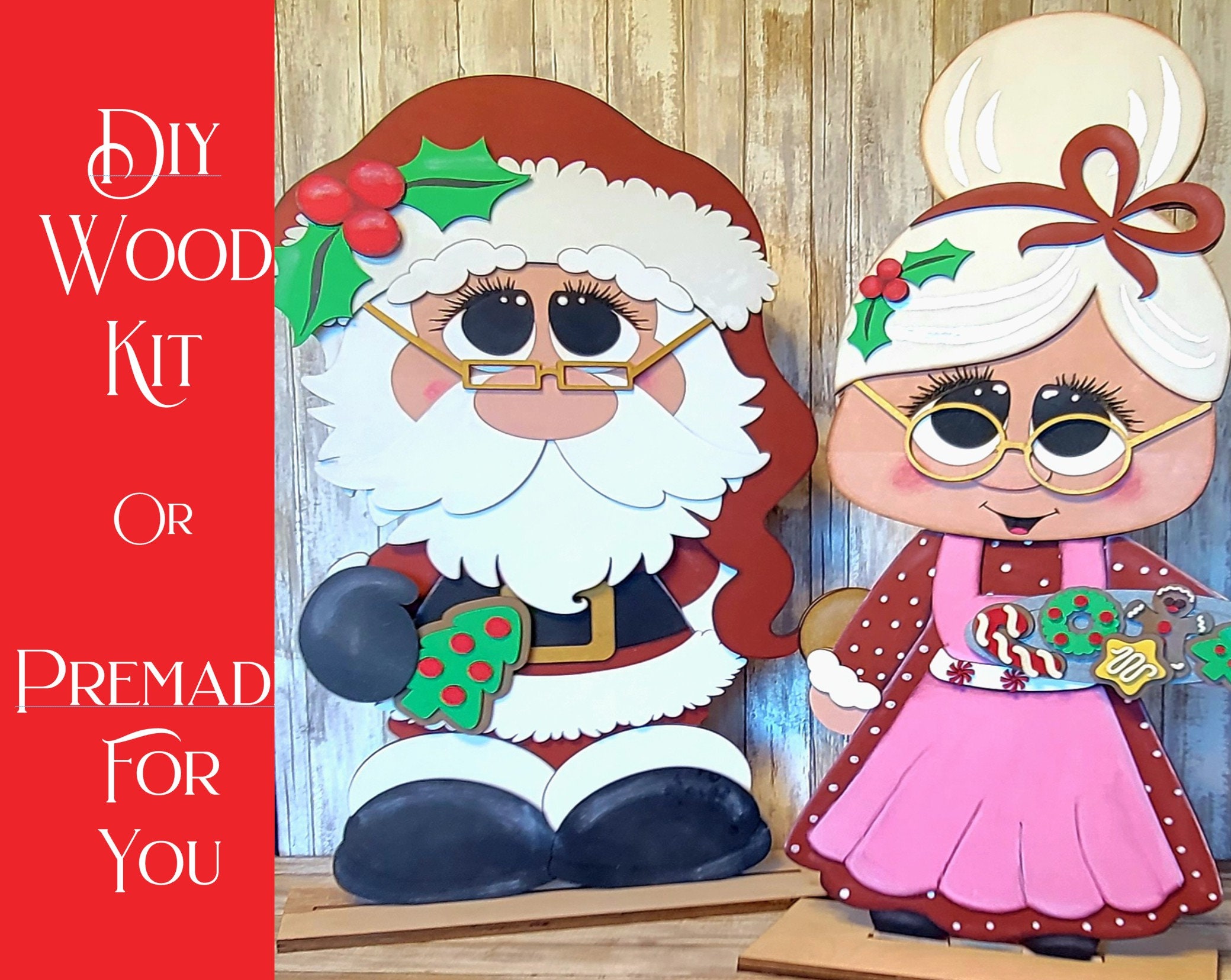 Mr & Mrs Claus Standing Greeters Christmas Porch Decor Santa - Etsy